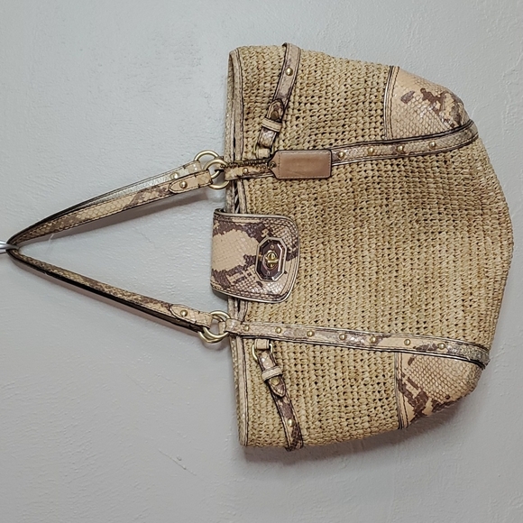 Coach | Bags | Coach Python Straw Tote Shoulder Handbag | Poshmark